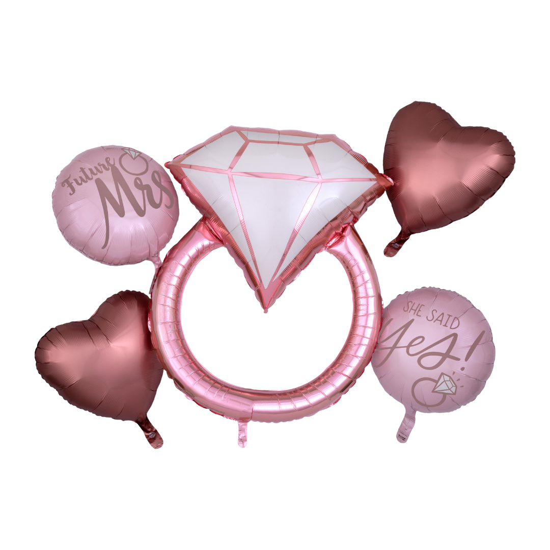 Rose Gold Blush Diamond Wedding Ring Balloon Bundle | Available Today ...